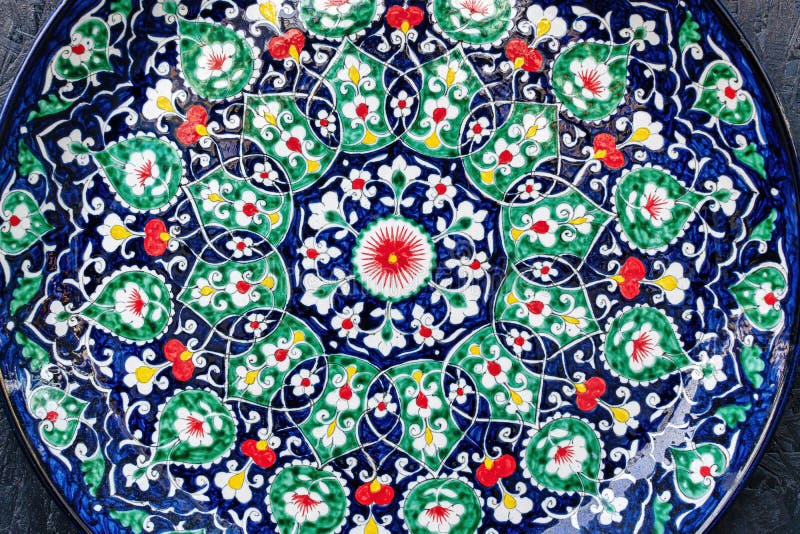 Arabic Painted Ceramic Plates Background. Stock Image - Image of market ...