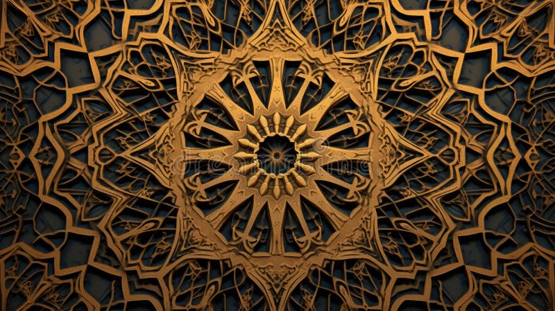 Arabic Pattern on Black Background. 3d Rendering. Computer Digital ...