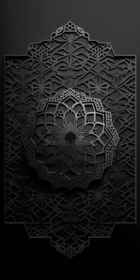Arabic Pattern on Black Background. 3d Vector Illustration. Template ...