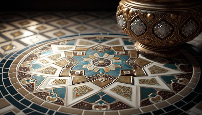 Arabic Pattern on the Floor of the Mosque. 3d Rendering Stock Image ...