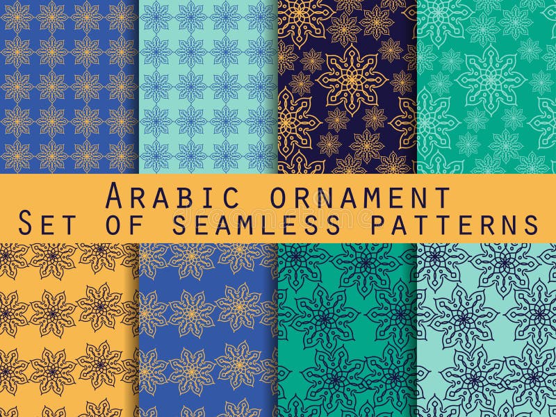 Arabic Pattern. Islamic Ornament. Set of Seamless Patterns Stock Vector ...