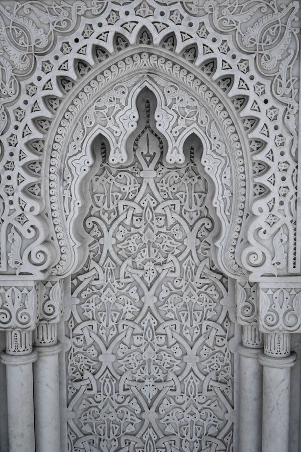Arabic Patterns Carved on a Marble Wall in Morocco Editorial Stock ...
