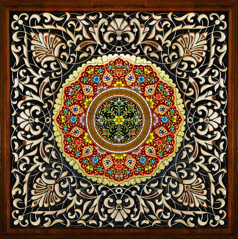 Arabic Patterns Carved from Wood on the Door. Stock Image - Image of ...