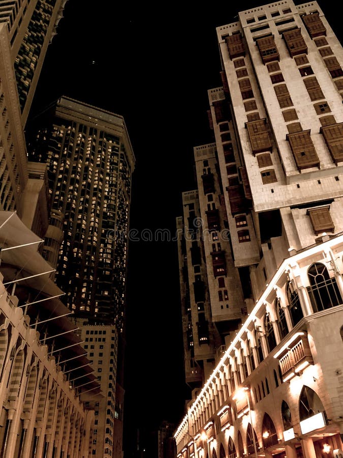 Modern Arab Architecture with National Elements. Evening Lighting Stock ...