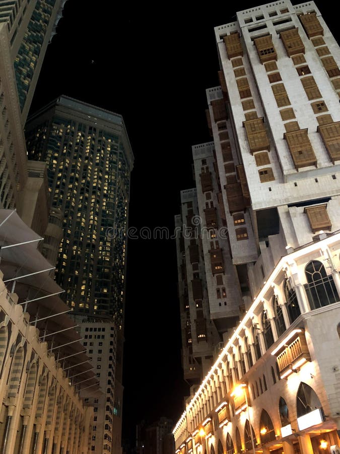 Modern Arab Architecture with National Elements. Evening Lighting Stock ...