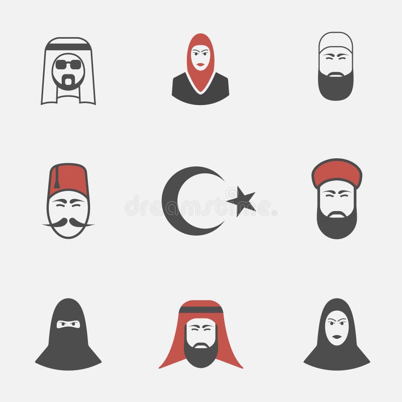 Arabic people, flat icons. stock vector. Illustration of kuwait - 95425266