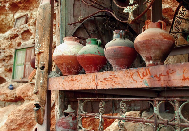 Arabic pitcher, pottery stock image. Image of decoration - 64630981