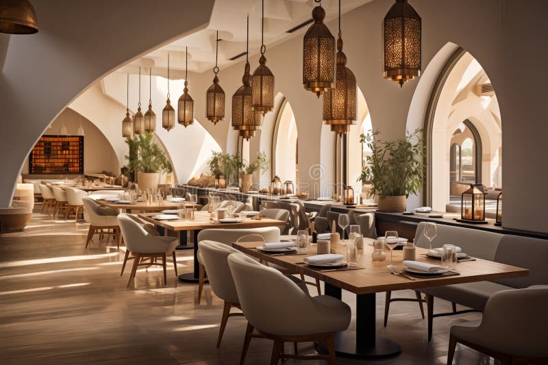 Arabic Restaurant Interior with Traditional Decor and Lanterns Stock ...