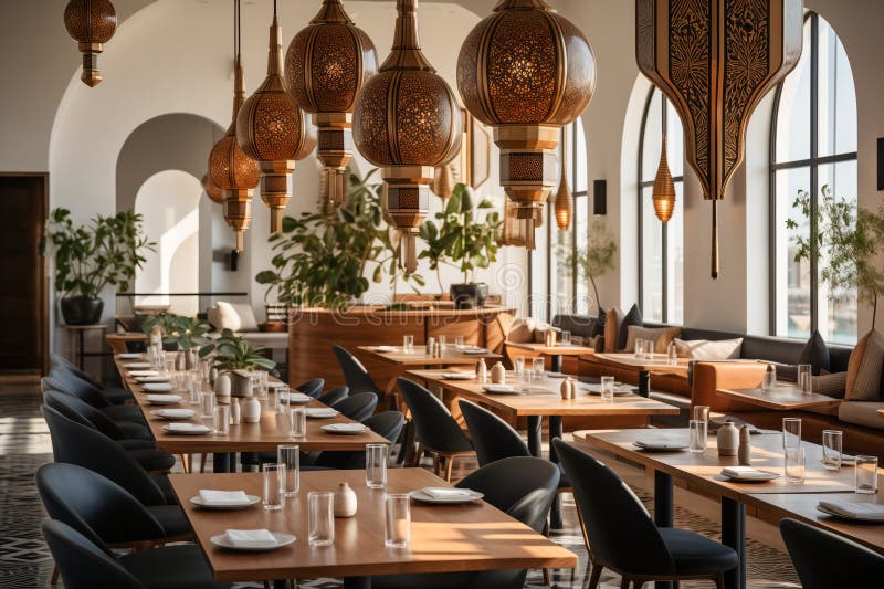 Arabic Restaurant Interior with Traditional Decor and Lanterns Stock ...