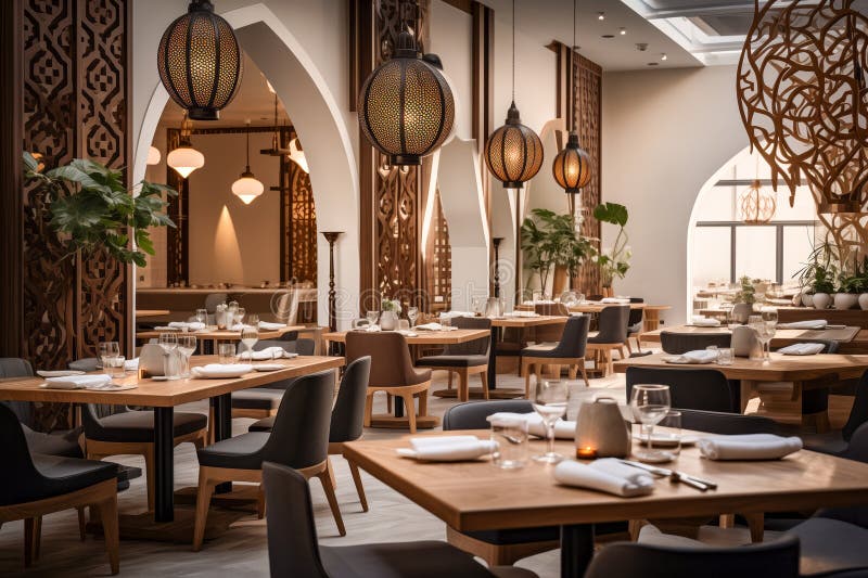 Arabic Restaurant Interior with Traditional Decor and Lanterns Stock ...
