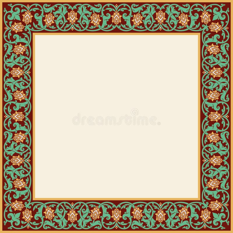 Rectangle Turkish Floral Frame for Your Design. Traditional Islamic ...