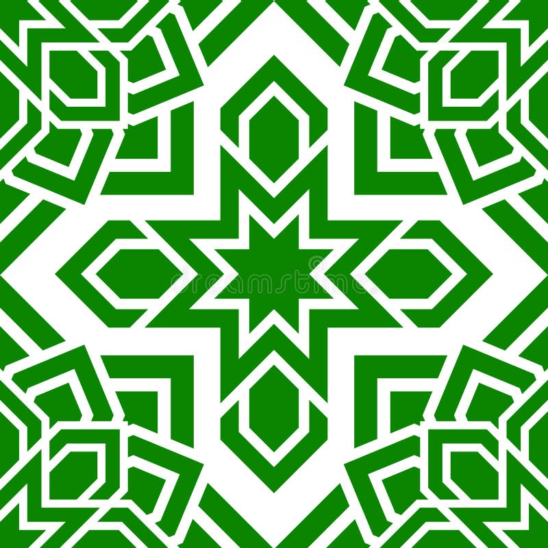 Arabic Seamless Pattern Vector. Grean Eastern Repeated Background ...