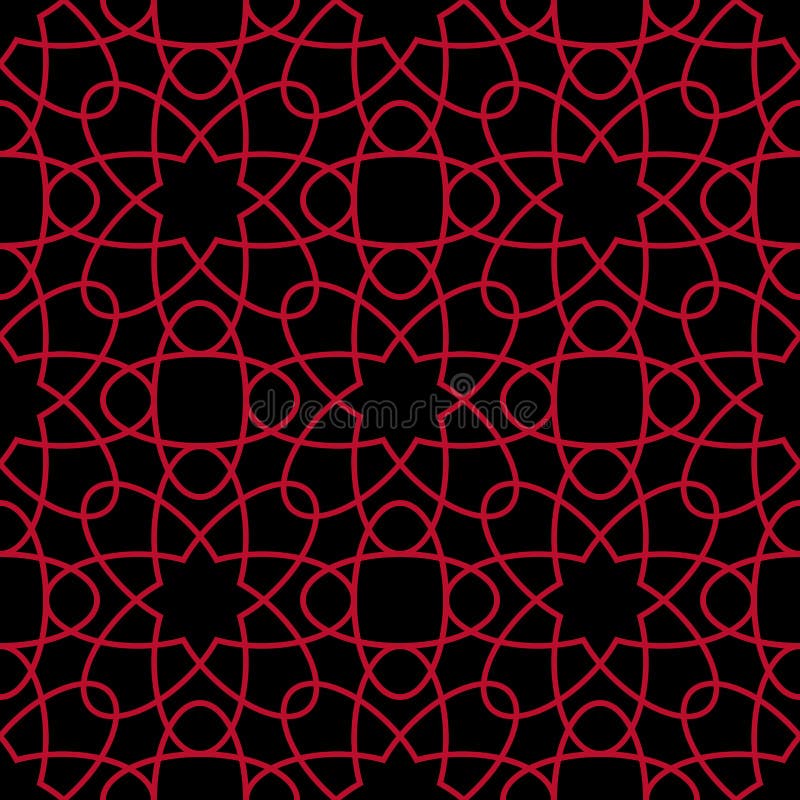 Arabic Seamless Patterns. Black and Red Ornaments for Textile and ...