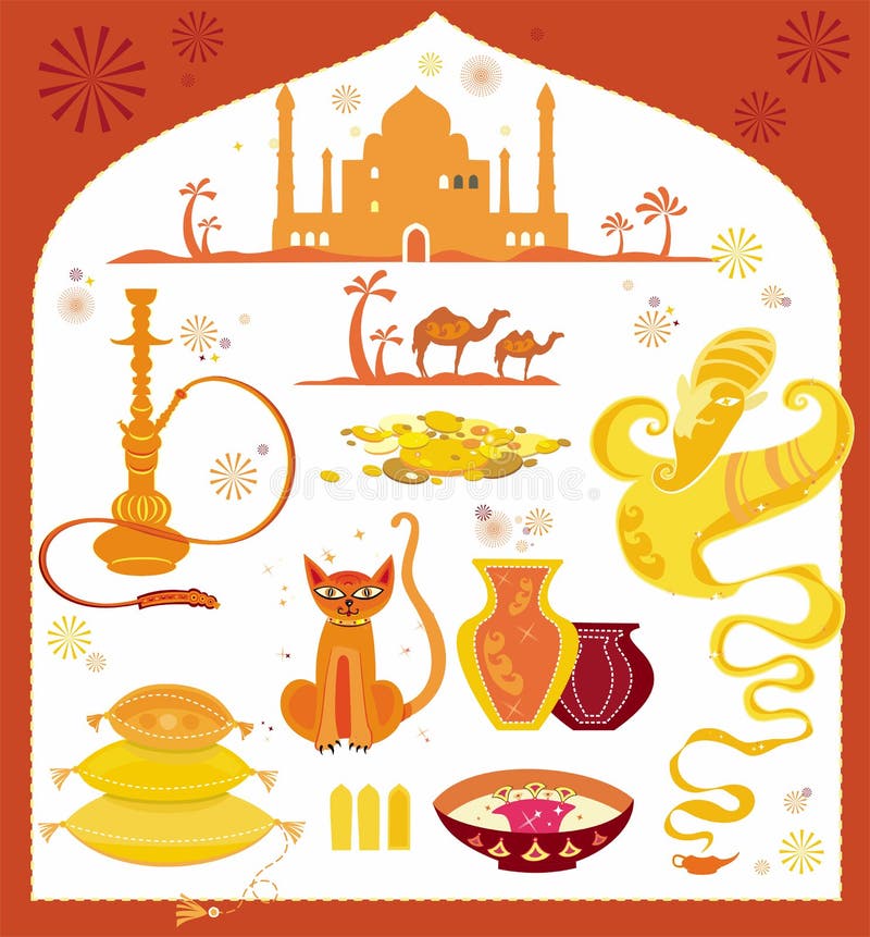 Arabic Set of Design Elements. Stock Vector - Illustration of india ...