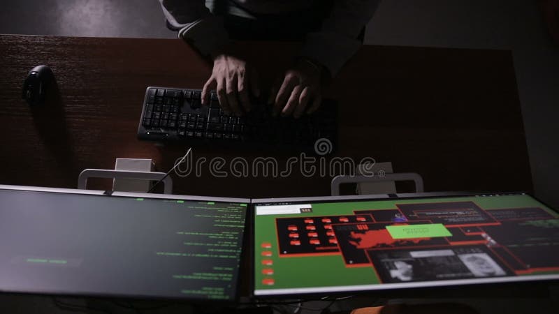 Arabic it Specialist Working on Computer at Night. Hacker Breaking ...
