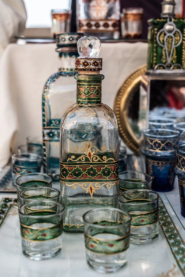 Arabic Style Bottle and Six Glasses Set Stock Photo - Image of ...