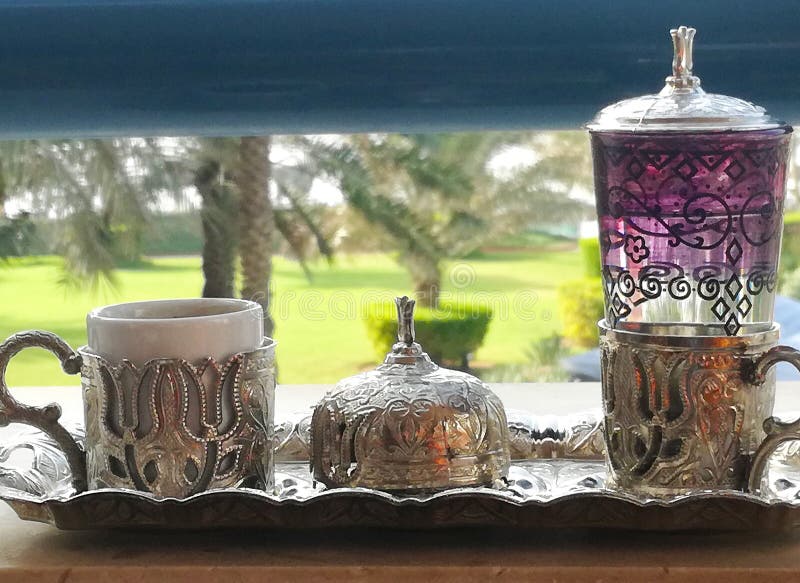 Arabic tea and coffee set stock photo. Image of sugar - 141078048