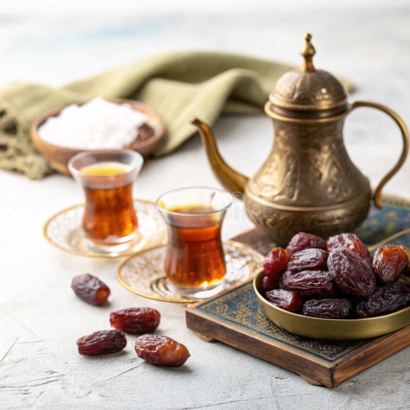 Arabic Tea and Dates Background. Traditional Arabic Tea with Dry ...