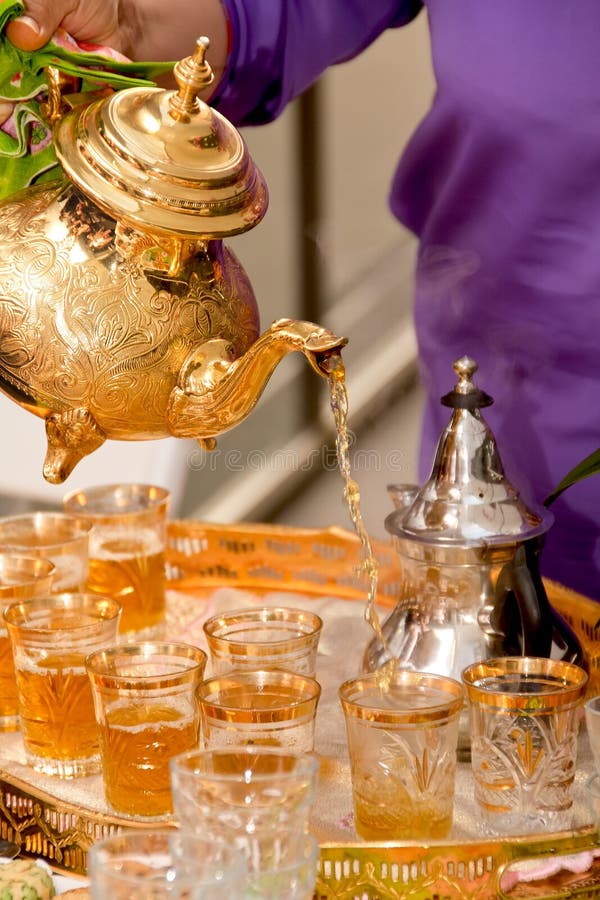 Arabic Tea Served in a Golden Teapot Stock Photo - Image of middle ...