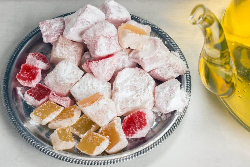 Lukum, Turkish Lokum White with Nuts, Sweet Confection, Stacked Stock ...