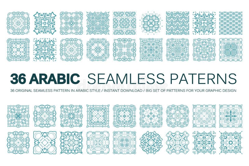 36 Arabic Vector Pattern. Big Set Stock Vector - Illustration of ...