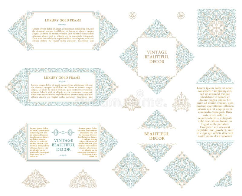 Arabic Vector Set of Frames Lines Art Design Templates. Muslim Black ...