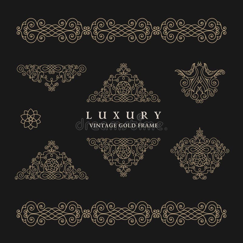 Arabic Vector Set of Frames Lines Art Design Templates. Muslim Gold ...