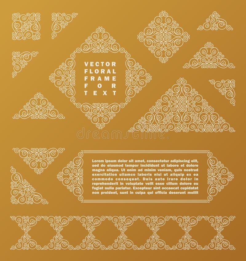Arabic Vector Set of Frames Lines Art Design Templates. Muslim Gold ...