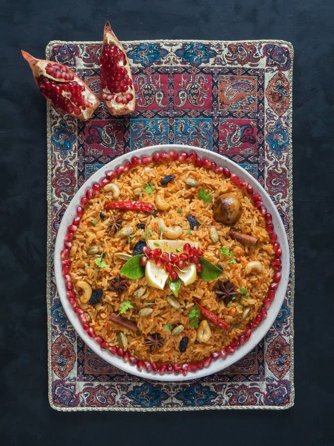 Arabic Vegetable Biryani. Persian Food. Top View. Stock Photo - Image ...