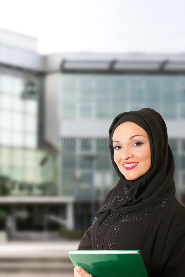 Arabic Woman Traditional Dressed, in Front of the Building Stock Image ...