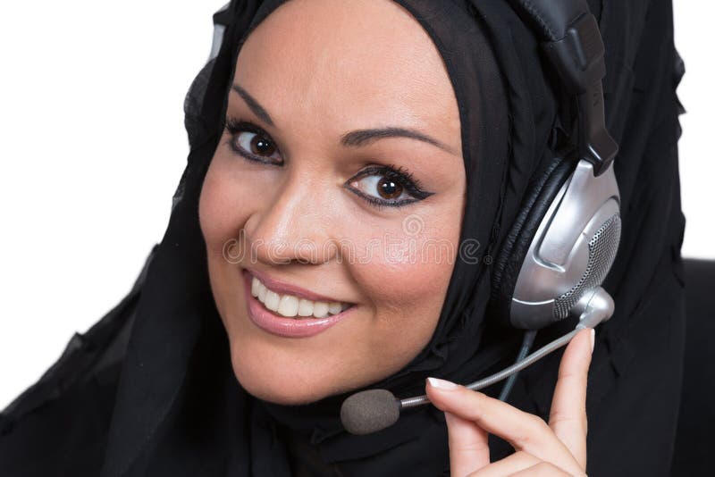 Arabic Woman, Working As a Customer Service Representative Stock Image ...