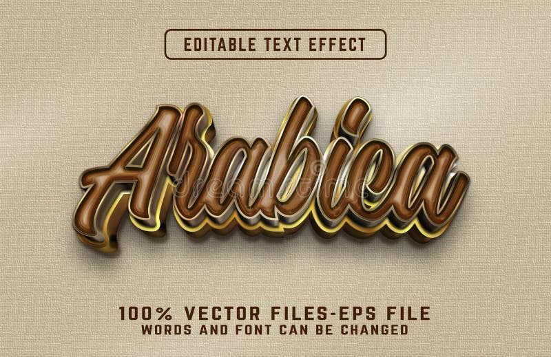 Arabica 3d Text Effect Premium Vectors Stock Vector - Illustration of ...