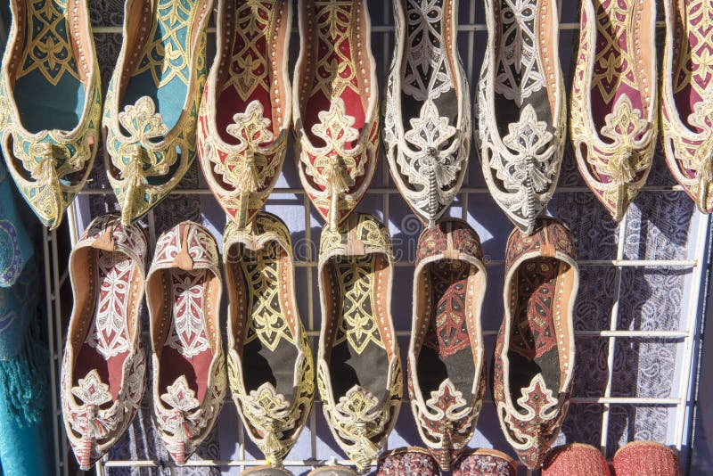 Arabien Shoes, Richly Decorated Colorful Shoes Stock Photo - Image of ...