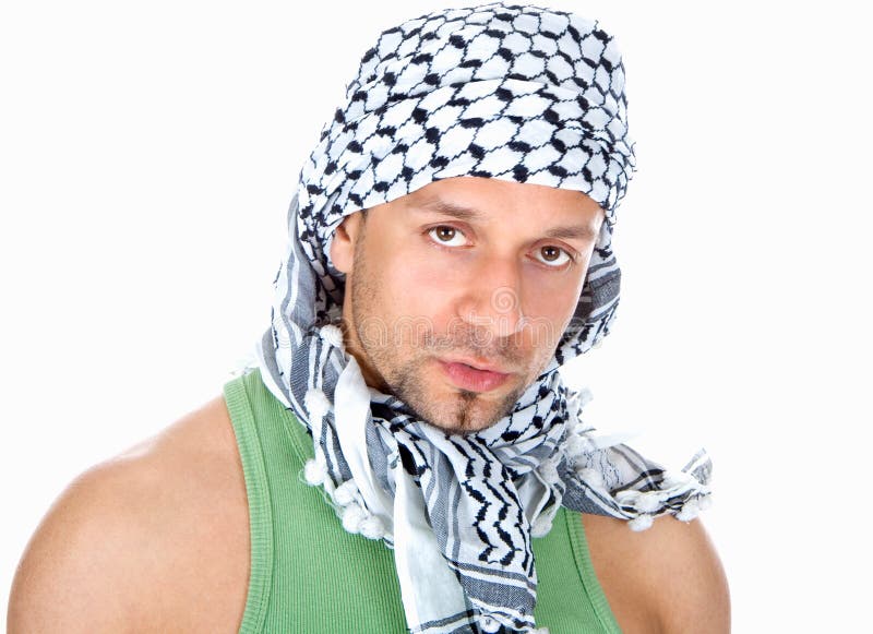 L'uomo Arabo Isolato Su Fondo Bianco Immagine Stock - Immagine di velo ...