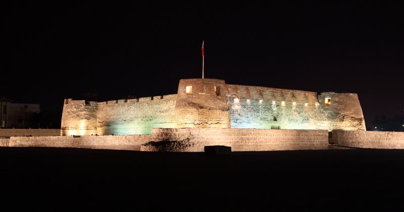 Arad Fort in Manama Bahrain at Night Stock Image - Image of ages ...