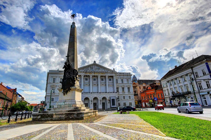 Town Hall - Arad - Romania stock photo. Image of flags - 159776