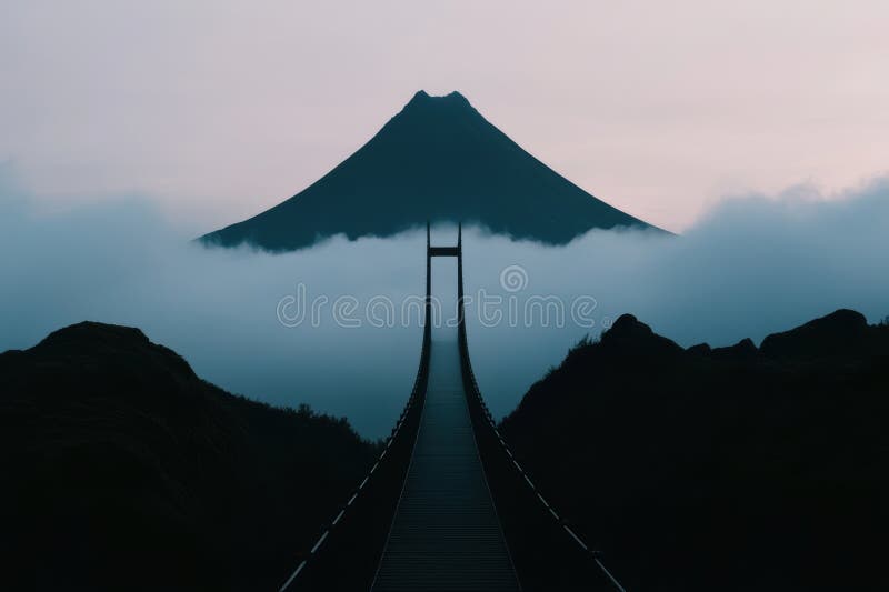 Arafed Bridge Connects To a Mountain with Another Peak Visible in the ...