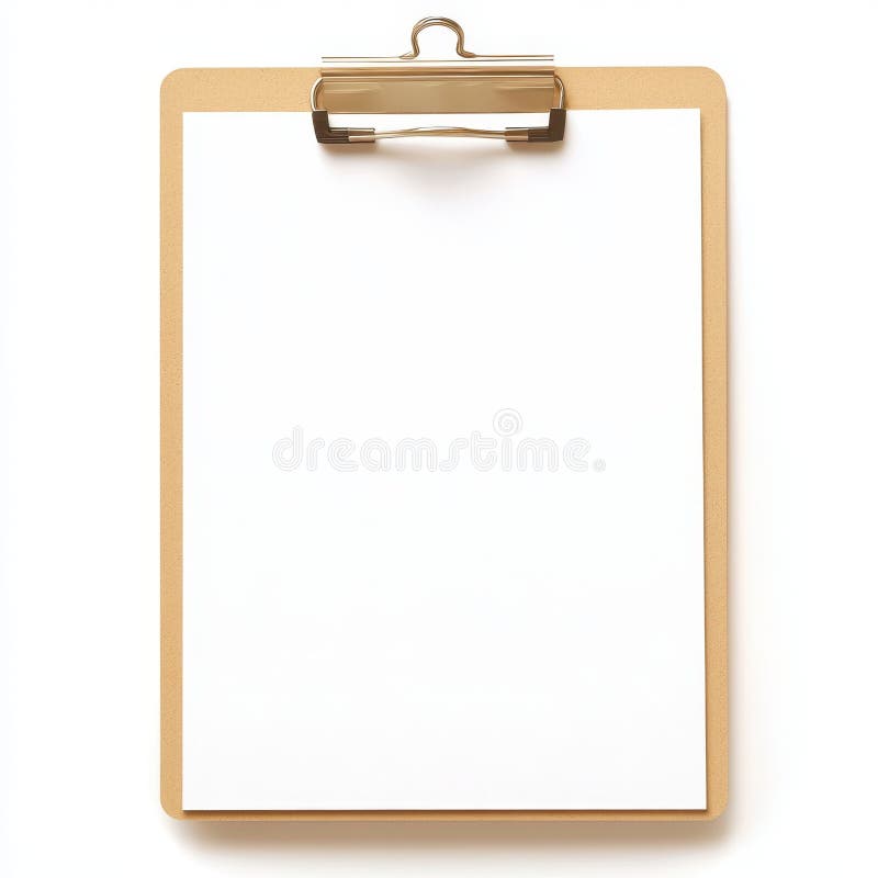Arafed Clipboard Displaying a Clean White Sheet of Paper Secured To Its ...