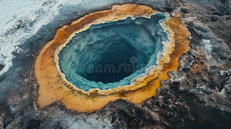 Arafed Hole with a Central Blue Pool Surrounded by Earth. Stock Image ...
