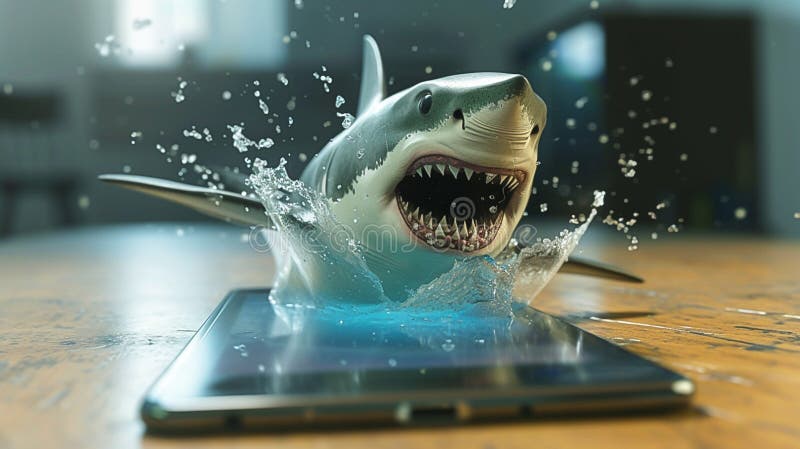 Arafed Shark with Open Mouth and Open Mouth on a Cell Phone Stock ...