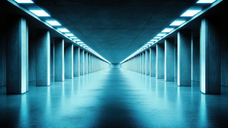 Arafed View Showcasing an Elongated Hallway Illuminated by Overhead ...