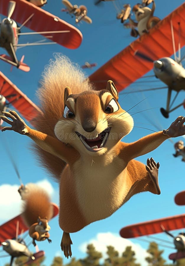 Araffe Flying in the Air with a Red Biplane in the Background Stock ...