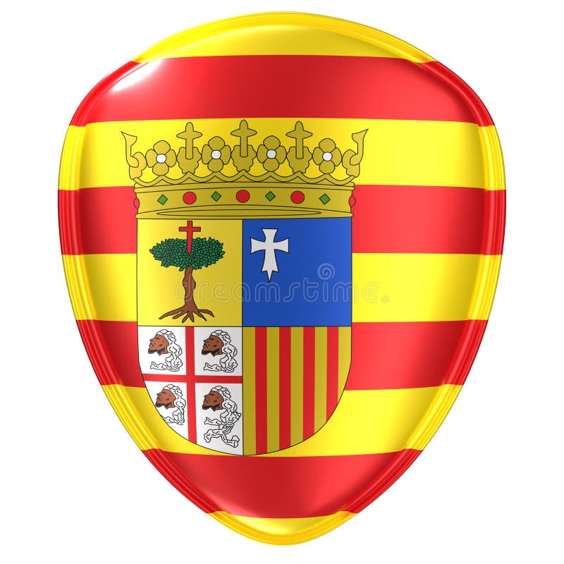 Gammal Aragon flagga stock illustrationer. Illustration av tappning ...