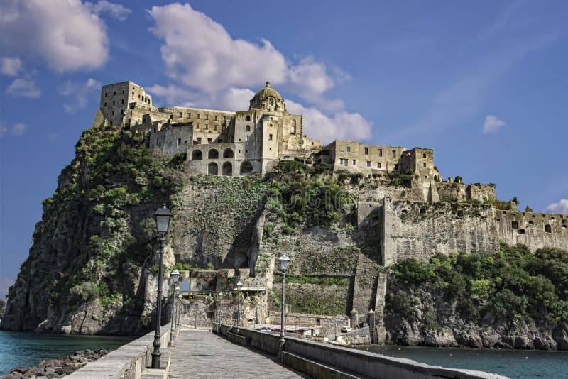 Aragonese Castle. Ischia Italy Stock Image - Image of bridge, island ...