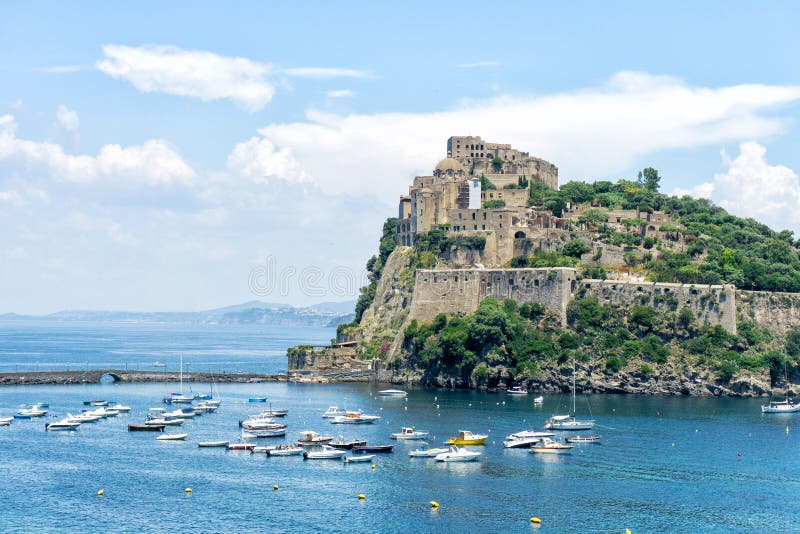 Aragonese castle in Ischia stock image. Image of italian - 169119701