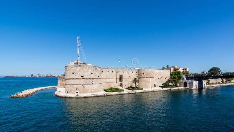 The Aragonian Castle in Taranto and the Swing Bridge Stock Image ...