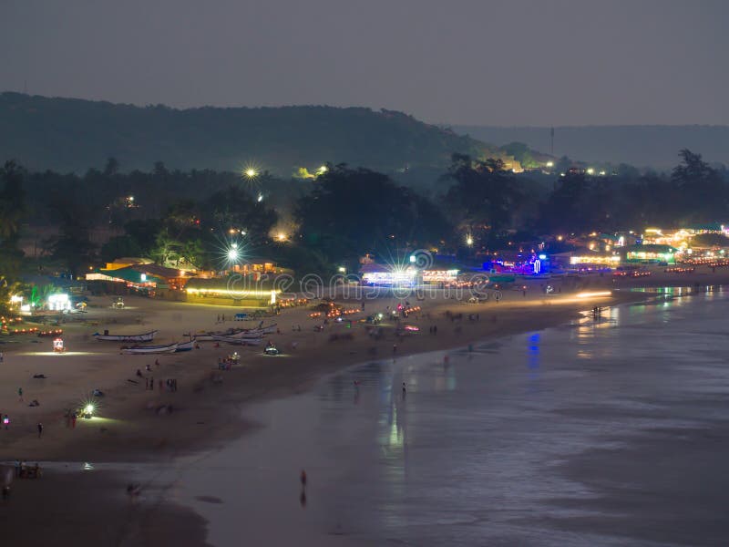 Arambol Beach Landscape at Night. Goa. India. Stock Photo - Image of ...
