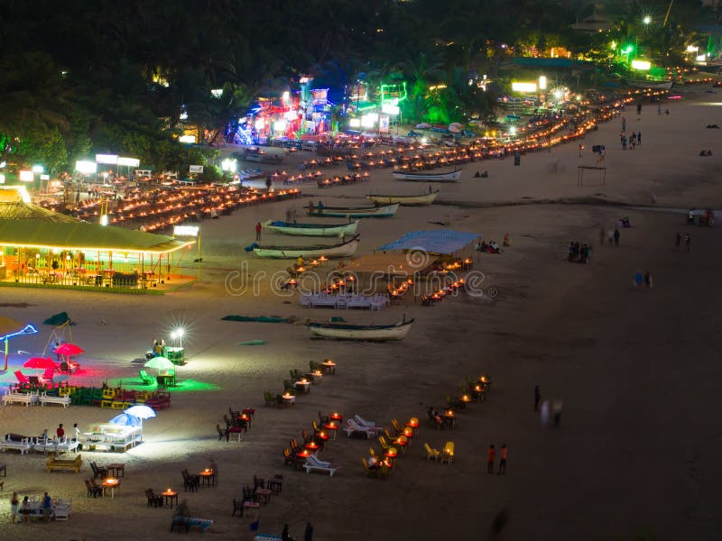 Arambol Beach Landscape at Night. Goa. India. Stock Image - Image of ...