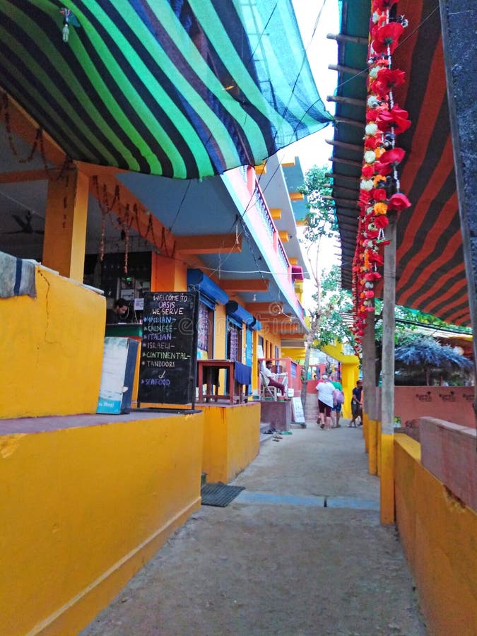 Arambol Cafes and Shops. Goa, India Editorial Stock Photo - Image of ...