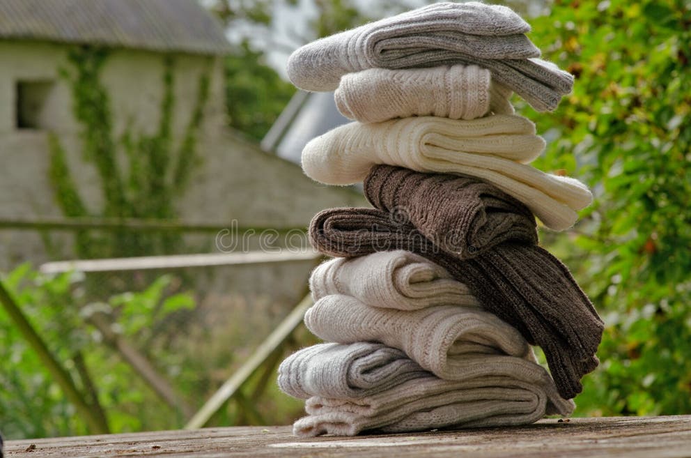 Aran knit heavy wool socks stock photo. Image of countryside - 20558122